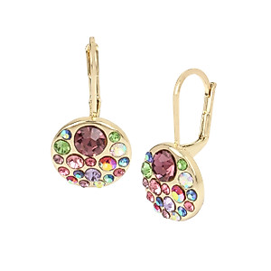 Betsey Johnson Mixed Stone Cluster Round Drop Earrings