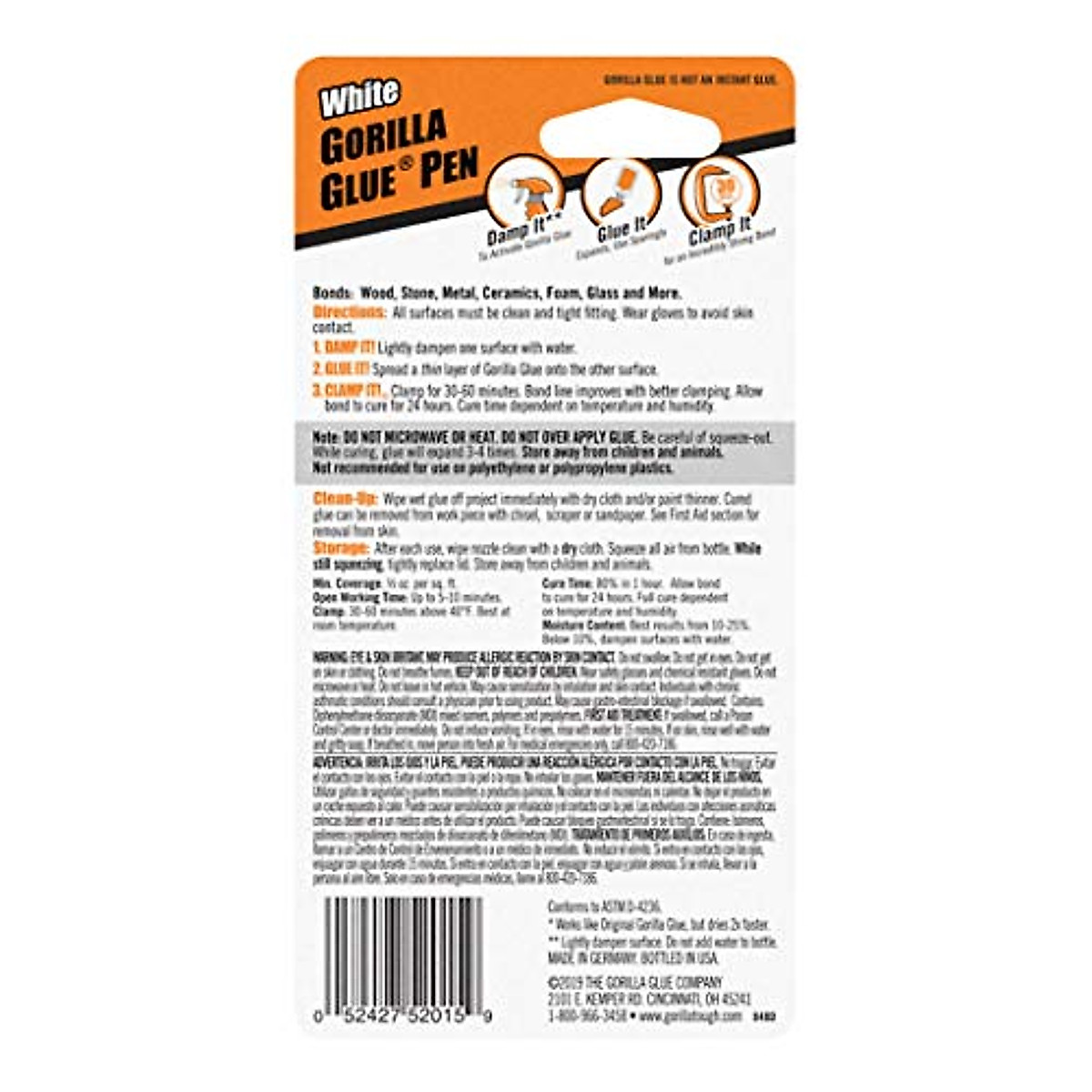 Gorilla White Gorilla Glue Pen, Waterproof Polyurethane Glue, .75 Ounce Precision Tip Bottle, White, (Pack of 1)