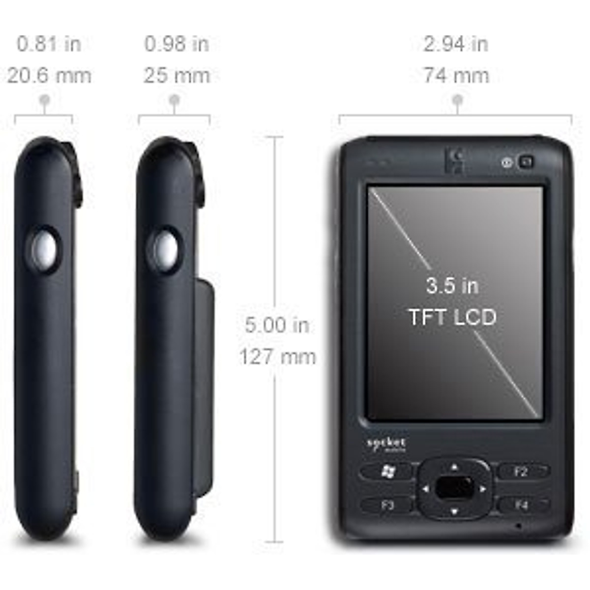 Socket SoMo 655 Windows Embedded Handheld 6.5, 4GB, 2600mAh Battery, Multi-languages, No Office Mobile, Sync Cable, AC Adapter - XScale PXA270M 624 MHz - 128 MB RAM - 4 GB Flash - 3.534; QVGA LCD - Wireless LAN - Bluetooth - HC2002-1387