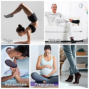 simjubita Non Slip Socks, Anti Skid Socks with Gripper Gel for Home, Hospital, Yoga, Pilates, Barre, Elderly, Pregnancy, 4 Packs, Size 5.5-9.5