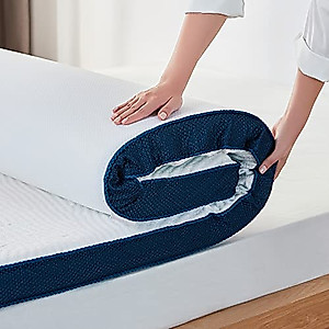 LINSY LIVING Twin Mattress Topper, 3 Inches Dual Layer Firm Memory Foam for Pressure Relief, Removable and Washable Tencel™ Cover, Adjustable Straps, CertiPUR-US Certified, Oeko-TEX, Twin Size