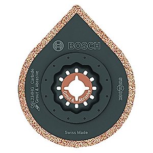 BOSCH OSL234HG 1-Piece 2-3/4 In. x 1/8 In. Starlock Oscillating Multi Tool Grout & Abrasive Carbide Grit Hybrid Grout Blade for Grinding & Rasping Applications