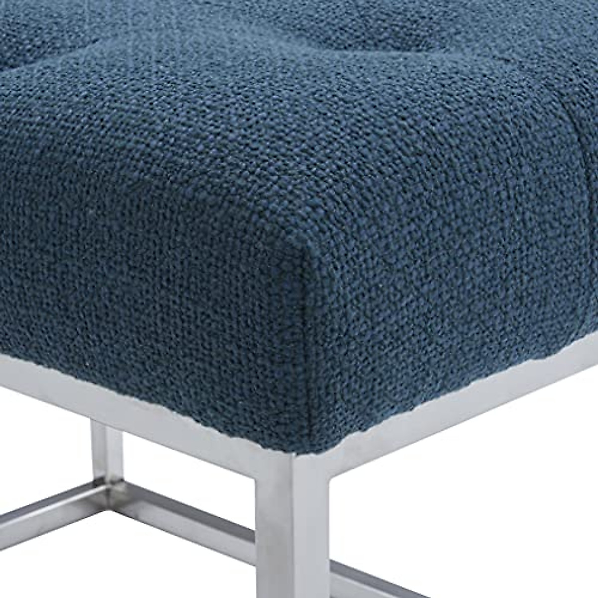 Amazon Brand – Rivet Mid-Century Modern Tufted Ottoman Stool with Metal Base, 26.8"W, Juniper