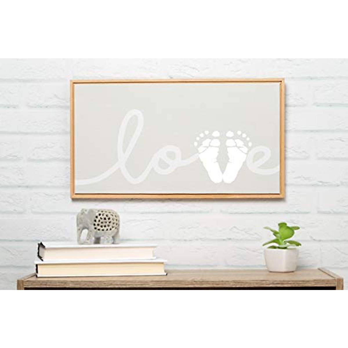Pearhead Framed Babyprints Baby Footprint Love Canvas, Gender Neutral Nursery Decor for Baby Girl or Baby Boy, DIY Baby Keepsake, Gray