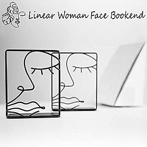 Book Ends Bookends for Shelves - Decorative Simple Design Bookends Non Skid Book Stoppers for Heavy Books CDs, Metal