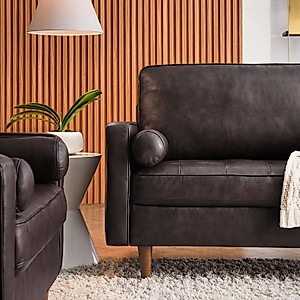 Modway Valour 88" Modern Style Leather and Dense Foam Sofa in Brown Finish