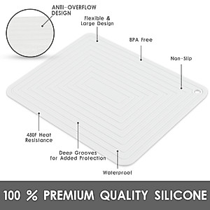 Nstezrne Trivets for Hot Dishes, Silicone Trivet Hot Pads for Kitchen, Silicone Trivets for Hot Pots and Pans, Silicone Pot Holders, Trivets for Quartz Countertops, Heat Resistant Mats Set 2 White