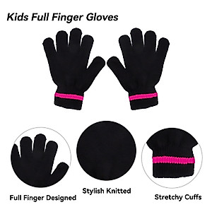 Girl Knit Cat Ear Beanie Hat and Glove Set Kids Winter Earflap with Braided Ski Skull Cap Mitten Set Age 3-7