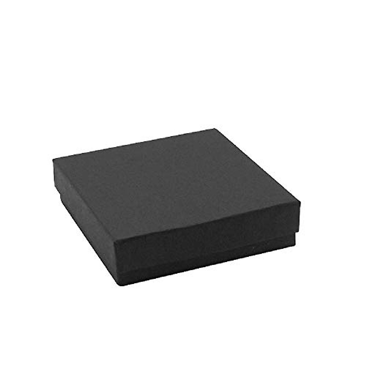 16 Pack Cotton Filled Matte Black Color Jewelry Gift and Retail Boxes 3.5 X 3.5 X 1 Inch Size by R J Displays