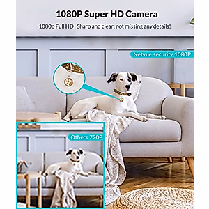 NETVUE Indoor Camera, 1080P FHD 2.4GHz WiFi Pet Camera, Home Camera for Pet/Baby, Dog Camera 2-Way Audio, Indoor Security Camera Night Vision, AI Human Detection, White, Pack of 2