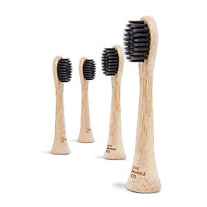The Humble Co. Electric Toothbrush Replacement Heads 4pk – Sustainable BPA-Free Electric Toothbrush Heads Made from Bamboo, Bad Breath and Plaque Remover, Philips Sonicare Compatible (Charcoal)