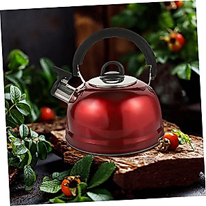 OUSIKA 3pcs Buzzing Kettle Induction Tea Kettle Cordless Kettle Camping Tea Kettle Water Kettle Stovetop Stainless Steel Whistling Teapot Boiling Tea Kettle Water Pot Anti-rust Kettle Red Kettle (Col