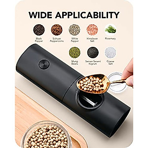 Sangcon Automatic Salt and Pepper Grinder Set, Battery Operated Black Pepper Grinder(without Battery), Kitchen Gadget with White Led Light, Adjustable Coarseness, One-handed Operation, 2 Pack