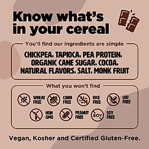 Plant-Based and Vegan Breakfast Cereal by Three Wishes - Cocoa, 1 Pack - More Protein and Less Sugar Snack - Gluten-Free, Grain-Free - Non-GMO