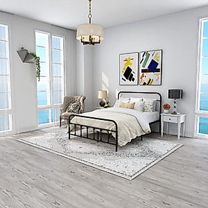 ARFARLY Metal Full Size Bed Frame with Headboard and Footboard, Platform Bed Under Storage No Box Spring, No-Noise, Mattress Foundation Easy Assembly(Black)