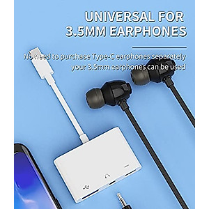 USB C to 3.5mm Headphone and Charger OTG Adapter TypeJack AUX dongle Audio Splitter for Samsung Galaxy LG Power Charging Thunderbolt 3.0 for MacBook Pro/Air4 2020 for ipad Camera Connector Converter