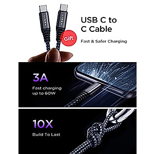 48W USB C Car Charger All Metal Fast USB Car Charger Adapter with 60W 3.3ft Nylon Braided Type C Cable LISEN Compact Cigarette Lighter USB Charger PD&QC3.0 Dual Port for Samsung S22/Pixel/Android/iPad