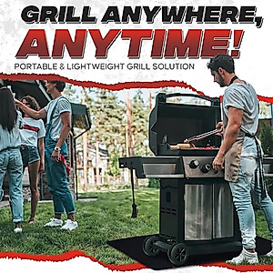 XL Under Grill Mat (60x40) Fireproof Waterproof Oilproof BBQ Grilling Mat for Outdoor/Indoor Smoker Cooking, Fire Pit, Pizza Oven Table, Fireplace, Camping, Barbeque | Protects Grass, Patio, Floors