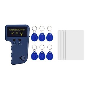 Handheld 125KHz ID Card Reader/Writer/Copier Duplicator + 6 Writable Key Tags + 6 Writable Cards for Community, School, Office and Other Access Control Needed Places
