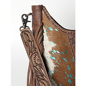 American Darling Large Crossbody Hand Carved Leather Fringe Purse for Women Western Handbags Purses Clutch Shoulder Bags (ADBG351)