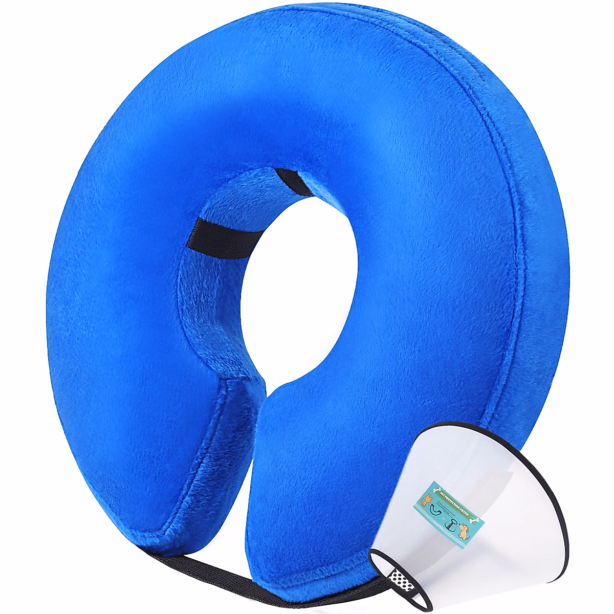 Soft Inflatable Dog Cone Collar Set, Protective Dog Donut Collar with a Comfy Plastic Cone for Dogs After Surgery, 2 E-Collars Protect More Areas, Adjustable Dog Cones for Large Medium Small Dog