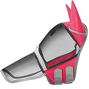 SmithBuilt Comfort Fly Mask with Ears and Long Nose for Horses (Pink, Horse) - Fleece Padding, Fine Mesh, UV Protection