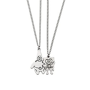 2Pcs Metal Matching Puzzle Pendant Necklace - BFF Best Friend Friendship Bestie Memorial Jewelry Funny Creative Gift-necklace