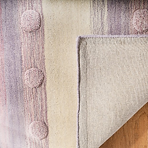 SAFAVIEH Kids Collection Area Rug - 5' x 8', Light Purple & Ivory, Handmade Stripe Wool, Ideal for High Traffic Areas in Living Room, Bedroom (SFK801V)