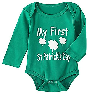 Aslaylme Baby Boy Girls St. Patrick's Day Outfit Newborn Saint Patrick's Day Clothes First St. Patrick's Day Bodysuit (Green, 3-6 Months)