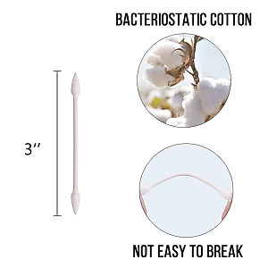 Pointed Tip Cotton Swabs 800 Pieces, Double Precision Tips with Paper Stick,Cotton Buds for Makeup Nails,4 Packs of 200 Pieces (Double Pointed)