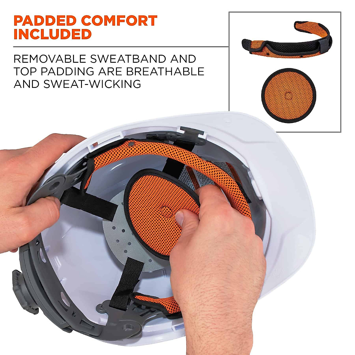 Ergodyne - 60146 Vented Hard Hat with Light, Cap Style, Ratchet Suspension, Class C, Skullerz 8972LED White