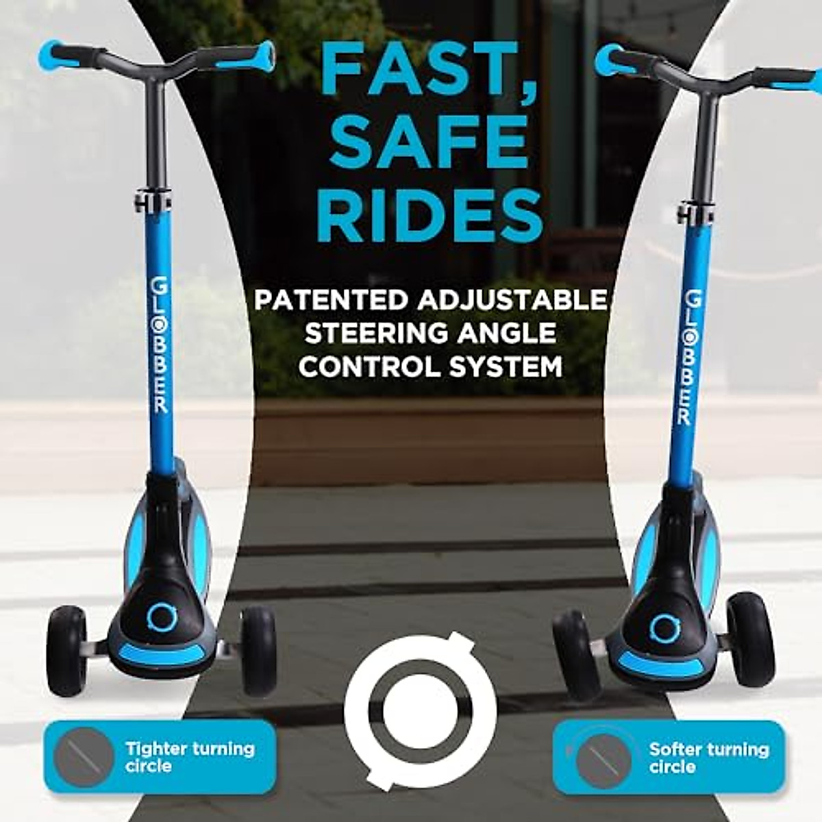 Globber Ultimum Scooter | 3-Wheel Kick Scooter for Adults & Kids 5+ | Foldable Kick Scooter with Safe, Non-Slip Deck & Premium Brakes (Sky Blue)