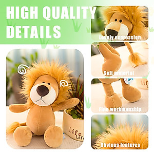 6 Pieces Plushies 11.8 inch Safari Stuffed Animals Plush Toy Set Lion Tiger Elephant Zebra Giraffe Monkey Animal Themed Parties Wild Animals Soft Plush Toys for Boys, Girls, Adults