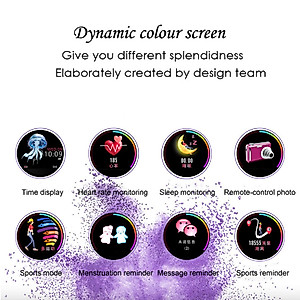 Smart Watches are Suitable for Android and iOS Phones, Sports Smart Watches with Blood Pressure and Heart Rate Monitoring, pedometers with Message Notifications (Bright Purple)