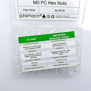 Pzsmocn 180 Pieces M3*4/6/8mm PC Transparent Plastic Cross-recessed Round Head Screws and Hexagonal Nuts Kit, Corrosion-Resistant, for DIY, Model and Electronic Product Fixation.