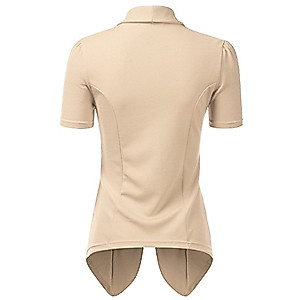 DOUBLJU Casual Draped Ruffles Blazer Short Sleeve Basic Open Front Cardigan Jacket for Womens with Plus Size Work Office Suit