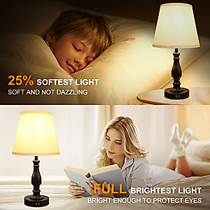 Opoway Table Lamp for Bedrooms Set of 2, Bedside Lamp with Dual USB Charging Ports, 3 Way Dimmable Nightstand Lamps for End Tables, Bedroom, Living Room (Bulb Included)