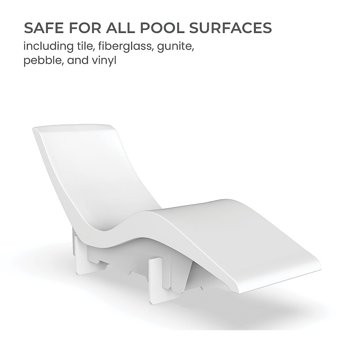 Aqua Outdoors in-Pool DEEP Ledge Chaise Set - Two Chaises - Two Headrest Pillows - Two Chaise Risers and One Large in Pool Side Table - for ledges 9"-14" inches Deep (Classic White-Blue)