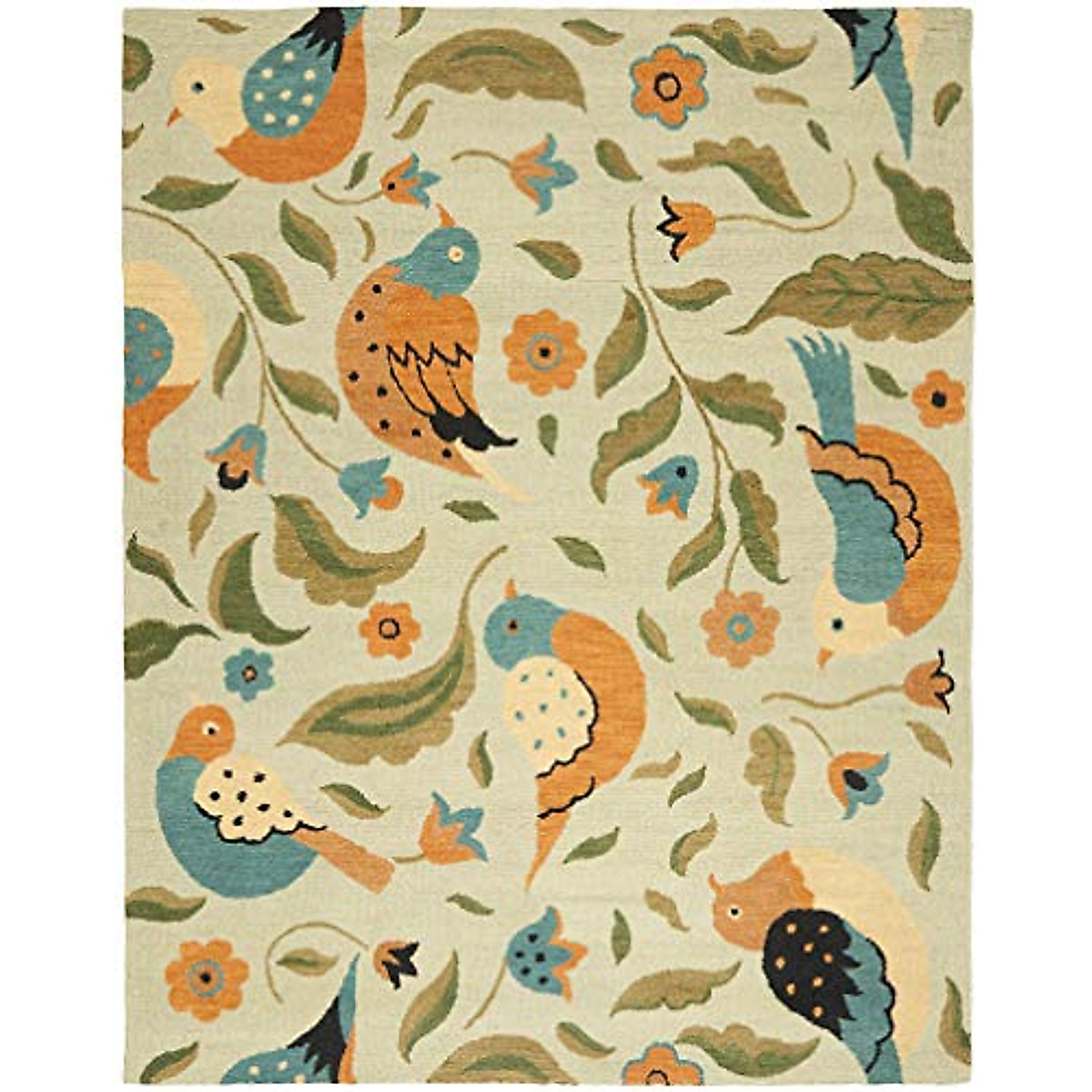 SAFAVIEH Blossom Collection 4' x 6' Sage / Multi BLM676A Handmade Premium Wool Area Rug