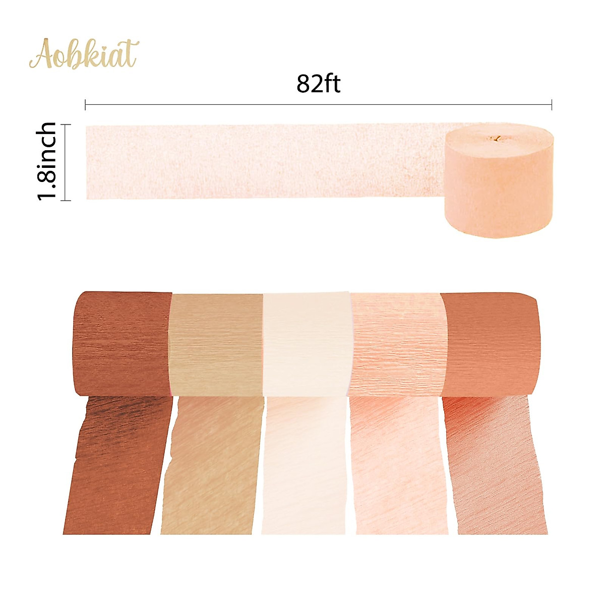 AOBKIAT Fall Boho Party Decorations,5 Rolls Dusty Orange Brown Crepe Paper Party Streamers for Thanksgiving Day,Halloween,Birthday Wedding Baby Shower Rustic Party Backdrop