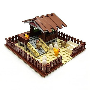 ZHX Farm Animals Hen House Chicken Coop Building Blocks Toys for Kids MOC Bricks Parts Fences Around Compatible with Classic Building Bricks Gifts for 6 7 8 9 10 and Up Year Old Girl Boy