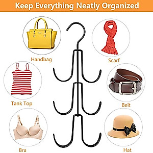 VOOWO Purse Hanger for Closet 2 Pack Purse Hanger + 6 Pack Purse Hook for Closet, Metal Twisted S Hook, Purse Handbag Hanger Closet Organizer, Closet Rod Hooks for Hanging Purse Valentine's Day Gift