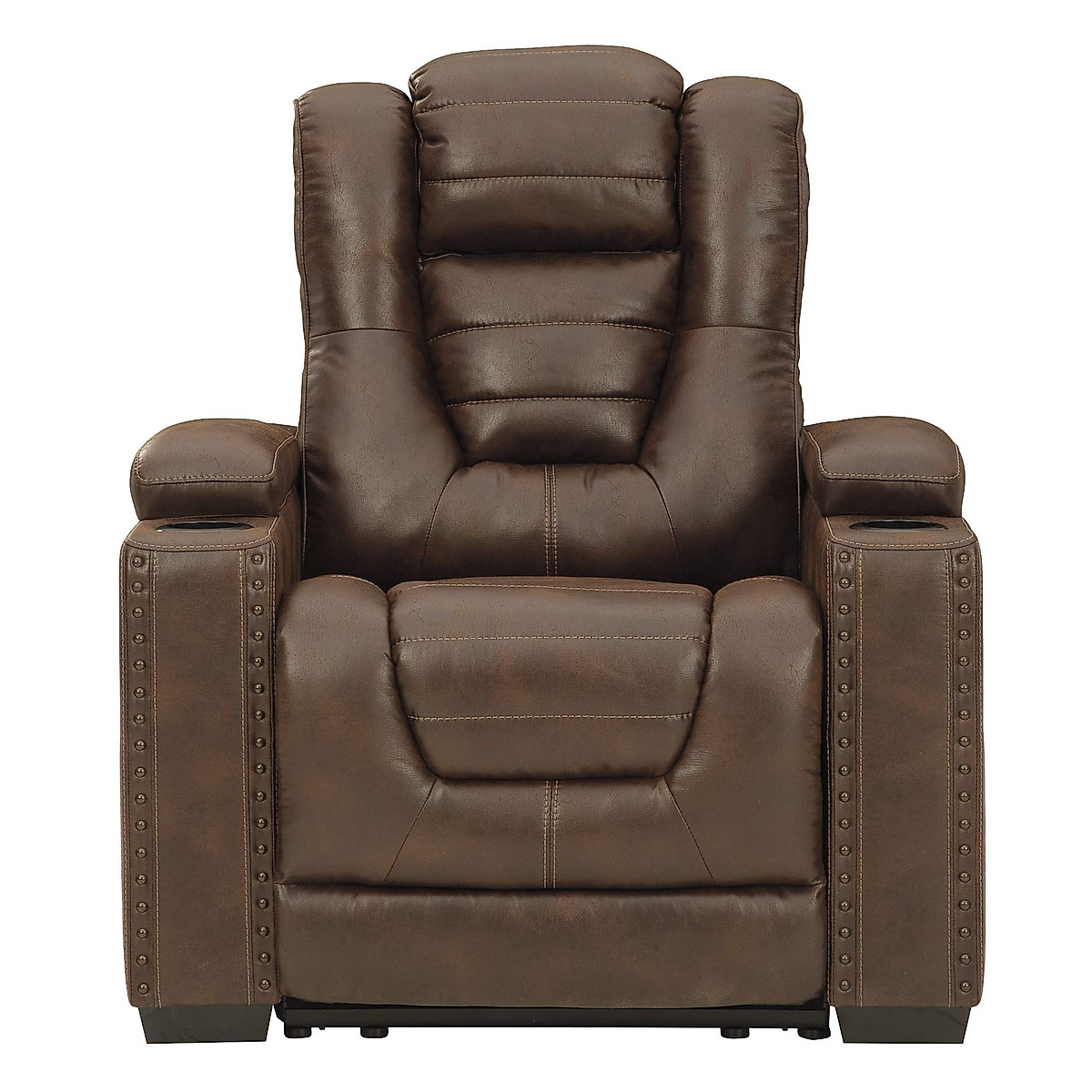 Signature Design by Ashley Owner's Box Faux Leather Power Recliner with Adjustable Headrest, Brown