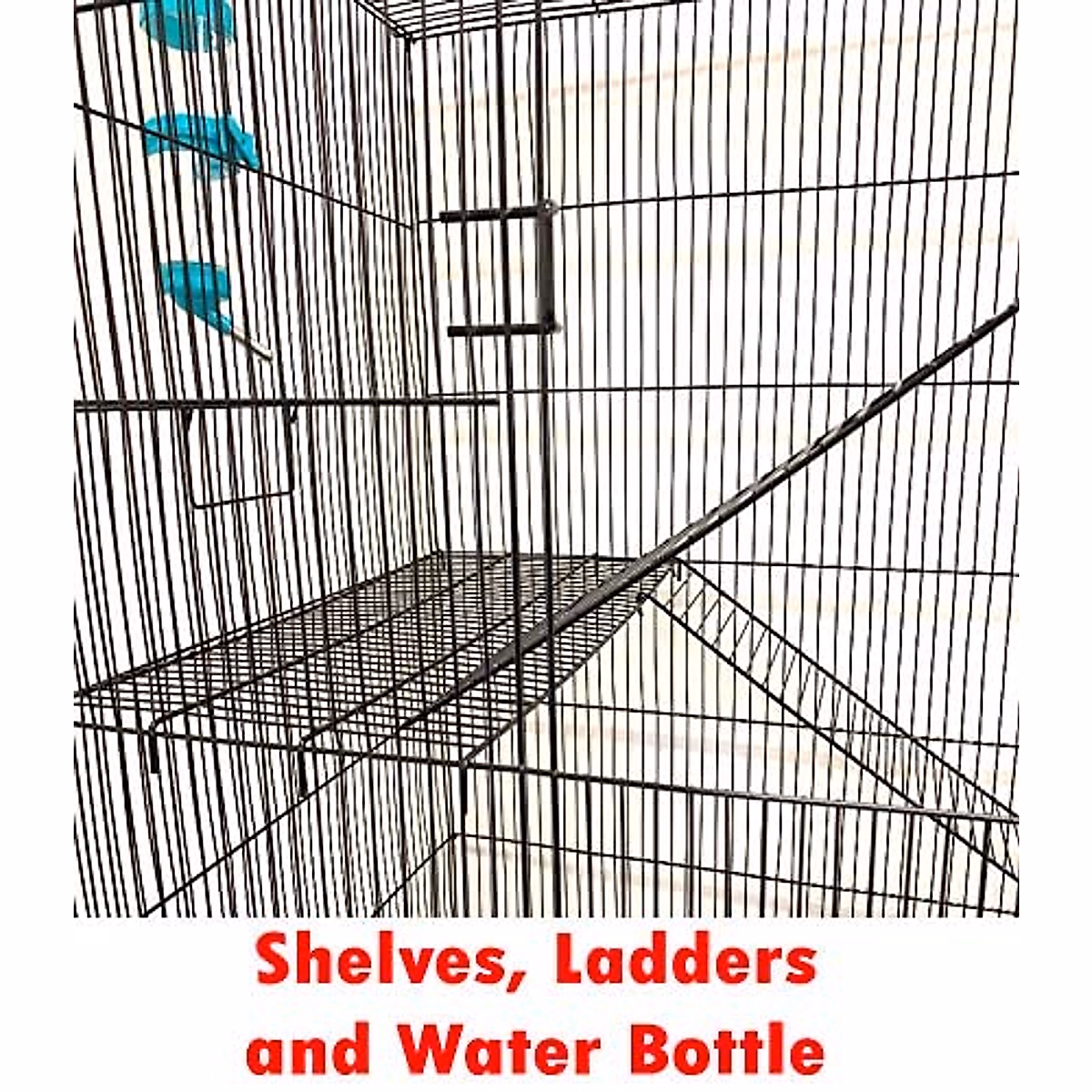 55" Extra Large 5 Levels 3/8-Inch Tight Wire Spacing Guinea Pig Sugar Glider Animal Wire Chew Free Cage with Removable Rolling Stand