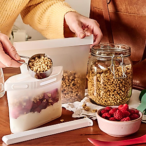 humangear GoPouch - Flexible Food Storage Container, Quick-Seal, Reusable Pouches, Leak Proof Bag with Slide-Lock Closure System, Clear, Medium