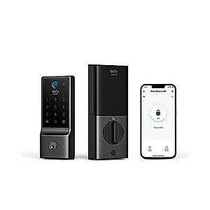 eufy Security Smart Lock C220, Fingerprint Keyless Entry Door Lock, Built-in Wi-Fi, App Remote Control, Front Door Smart Lock Deadbolt, 8Months Battery, Reliable Power, IP53 Waterproof, BHMA Grade 3