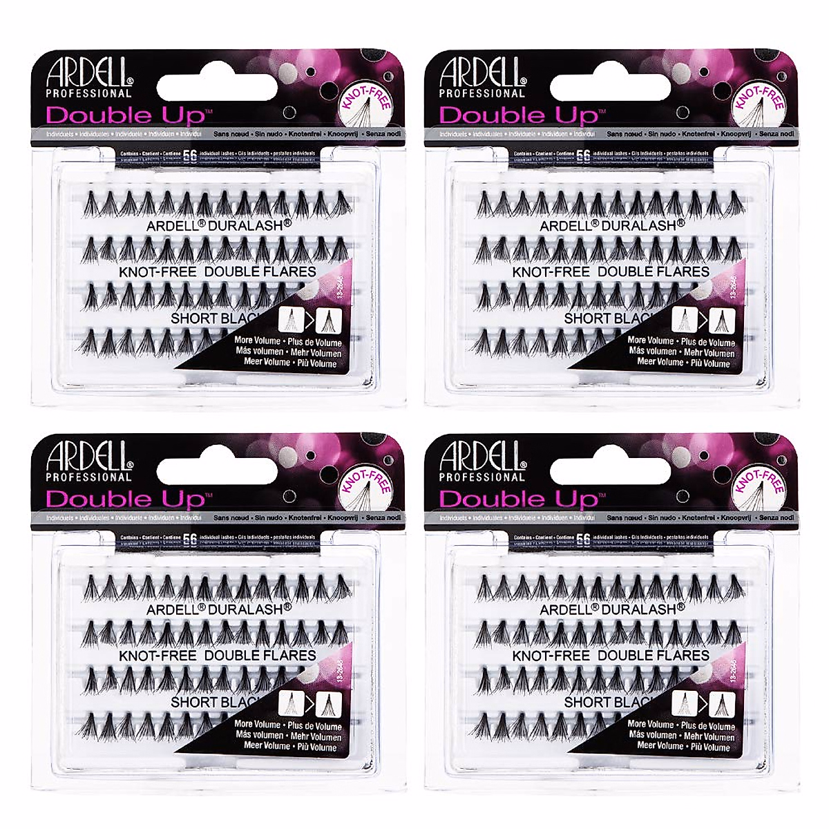 Ardell False Eyelashes Double Up Individuals Knot-Free Short Black 4 Pack
