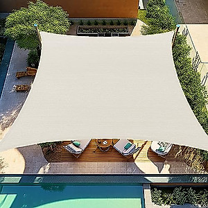 Shade&Beyond Shade Sail Sun Canopy 8'x 10' Rectangle UV Block Sun Sail Shade for Patio Deck Yard and Outdoor Activities Cream, (We Make Customized Size)