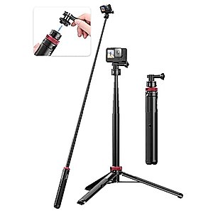 57in Extendable Selfie Tripod Accessories for Gopro - ULANZI Go Quick II Long Action Camera Stick Tripod Quick Release Adapter Vlog Handle Grip for GoPro Hero 11 10 9 8 7 6 5/Max/DJI OSMO Action
