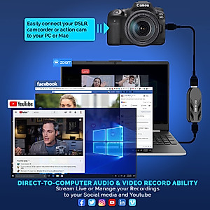Pyle HDMI Video Capture Card Camera Link 4K USB3.1 GEN1 HDMI-to-USB Audio-Video Recording DSLR Camcorder Action Cam,Record Directly to Computer for Gaming Streaming,Conference LiveBroadcast PLINK2.5